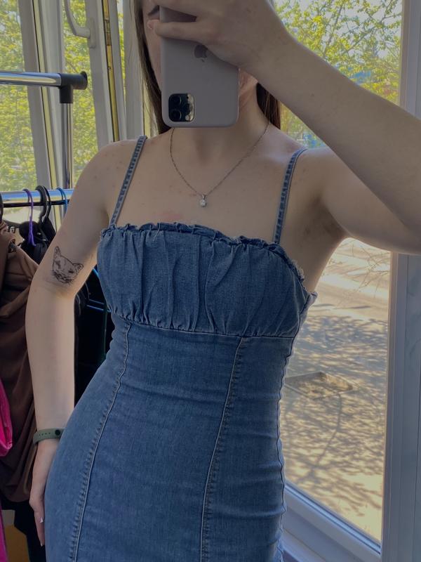 Джинсова обиягуюча сукня — цена 379 грн в каталоге Короткие платья Купить женские вещи по