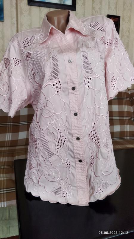 Коттоновая блуза пудрового цвета р 4xl на 52 54 Lafei Nier — ціна 125 грн у каталозі Блузи