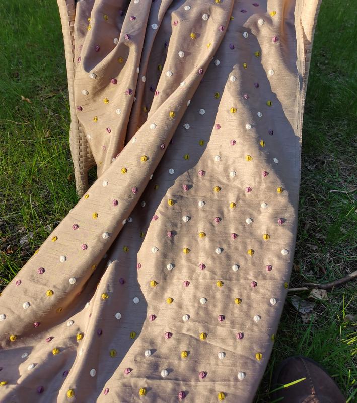 Тафта на штори бежева в горошки — ціна 550 грн у каталозі Штори Купити товари для дому та побуту