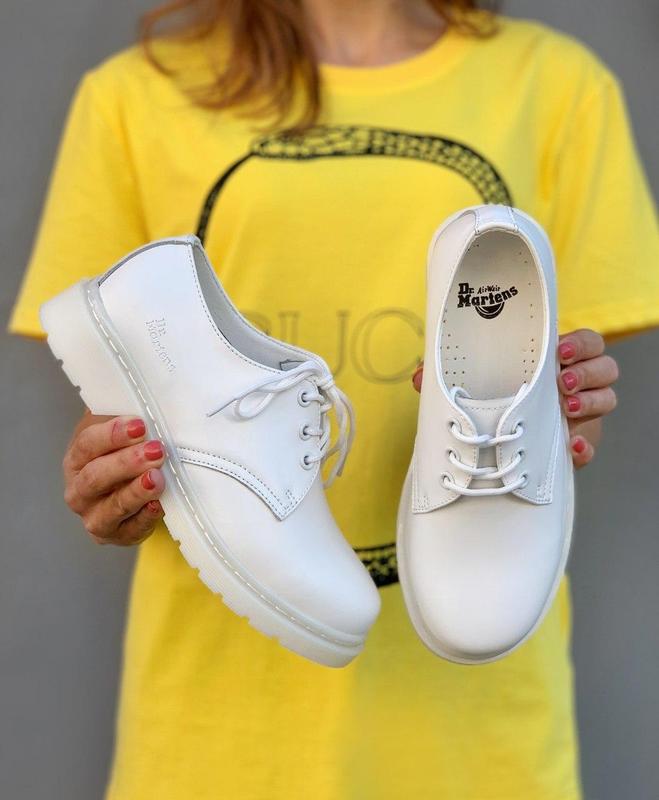 Dr. martens 1461 white, мужские/женские стильные белые туфли мартинс ...