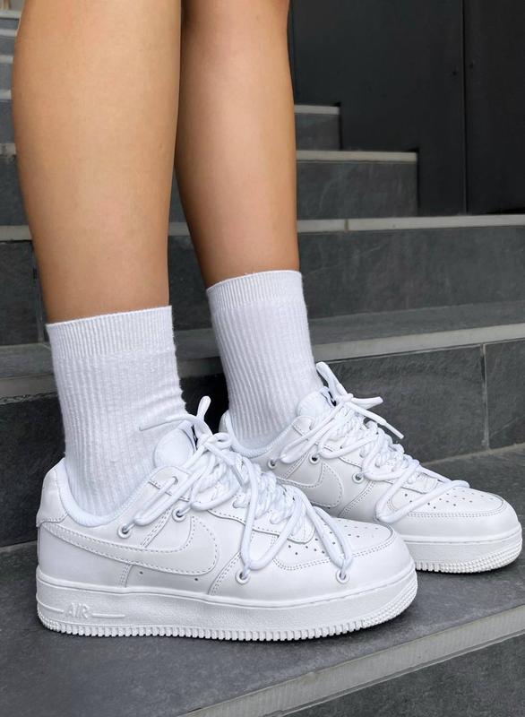 Женские белые кожаные кроссовки nike air force custom 🆕 найк аир форс ...