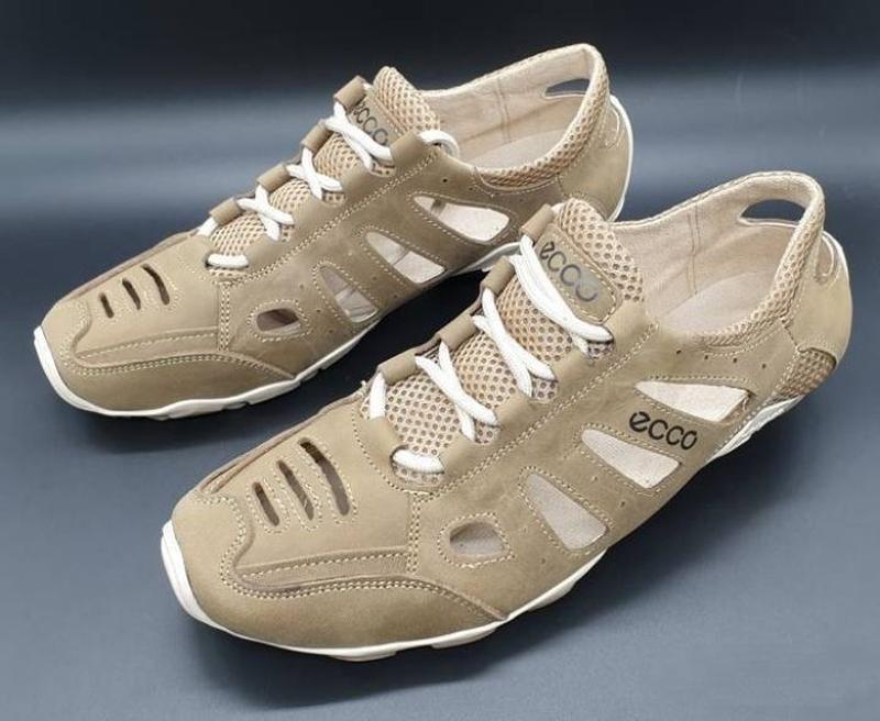 Кроссовки / сандалии с логотипом ecco, ление кожаные, чоловічі шкіряні кросівки / сандалії ...