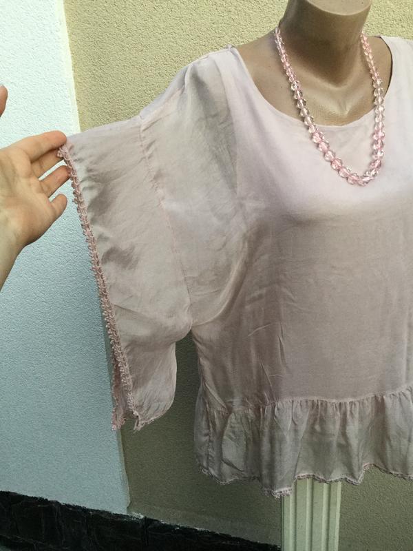 Шовкова блуза пончо разлетайка з баскою мереживо етно стиль бохо — ціна 565 грн у каталозі Блузи