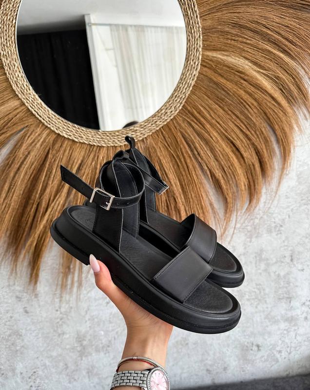 Стильні чорні сандалі/босоніжки чорного кольору,колір чорний шкіряні ...