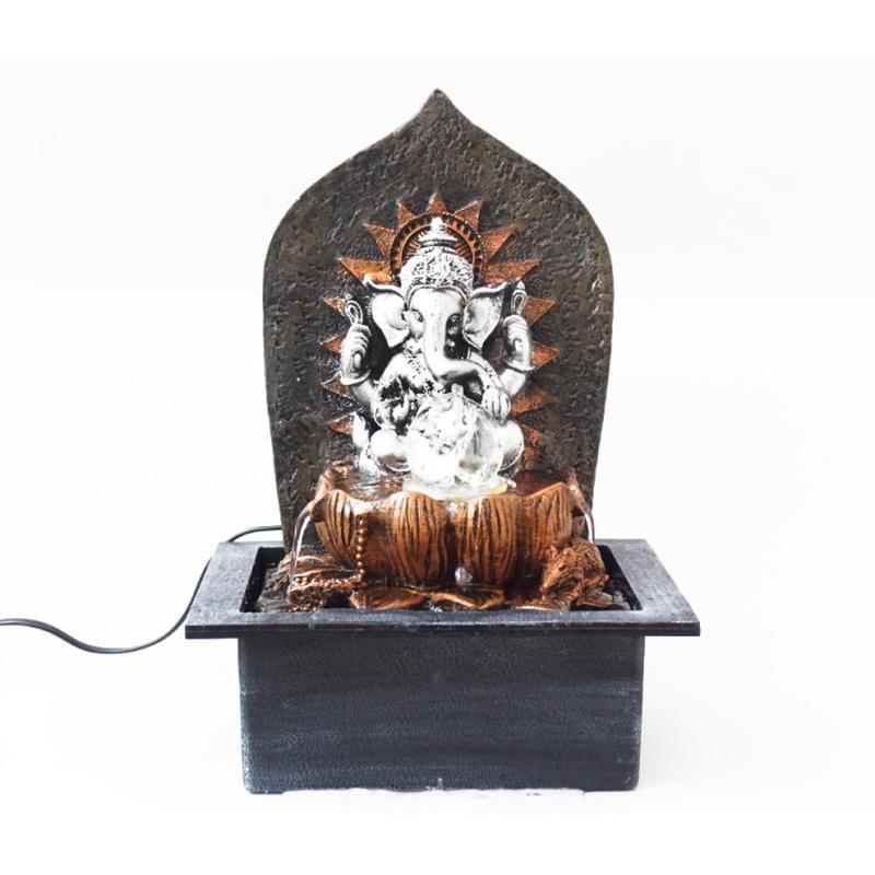 Фонтан кімнатний на стіл ганеш H 35 см з підсвічуванням фен шуй водоспад інтерєрний — ціна