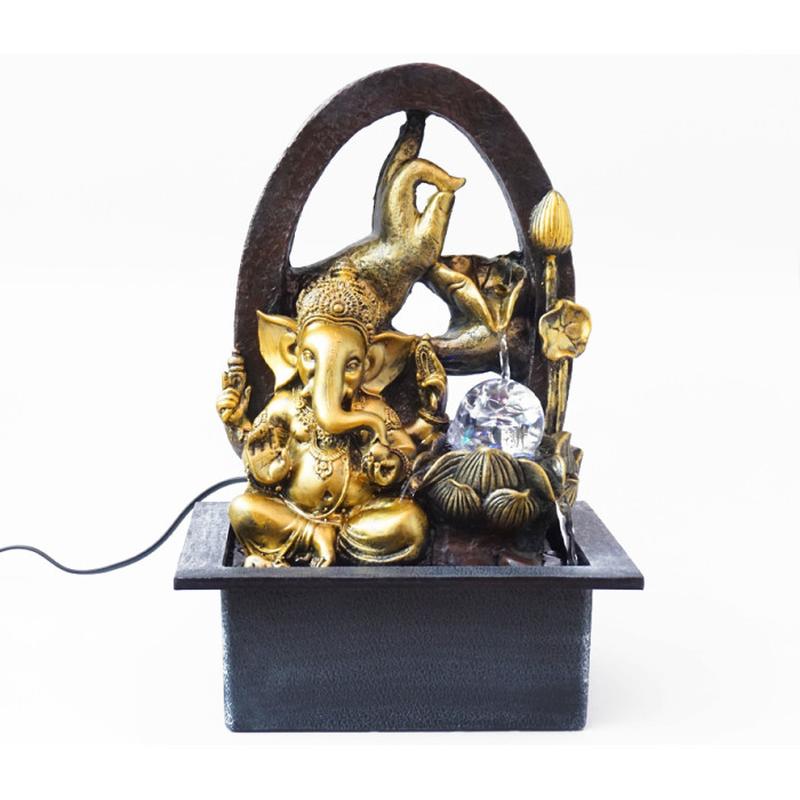 Фонтан кімнатний ганеш на стіл із підсвіткою фен шуй H 36 см водоспад інтерєрний — ціна 1760
