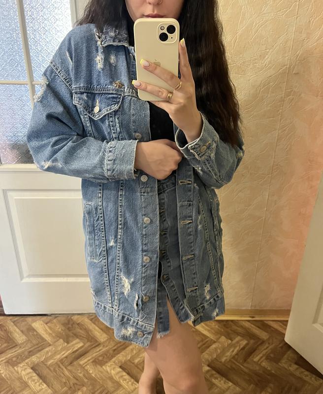 Подовжена джинсовка — цена 450 грн в каталоге Куртки Купить женские вещи по доступной цене на