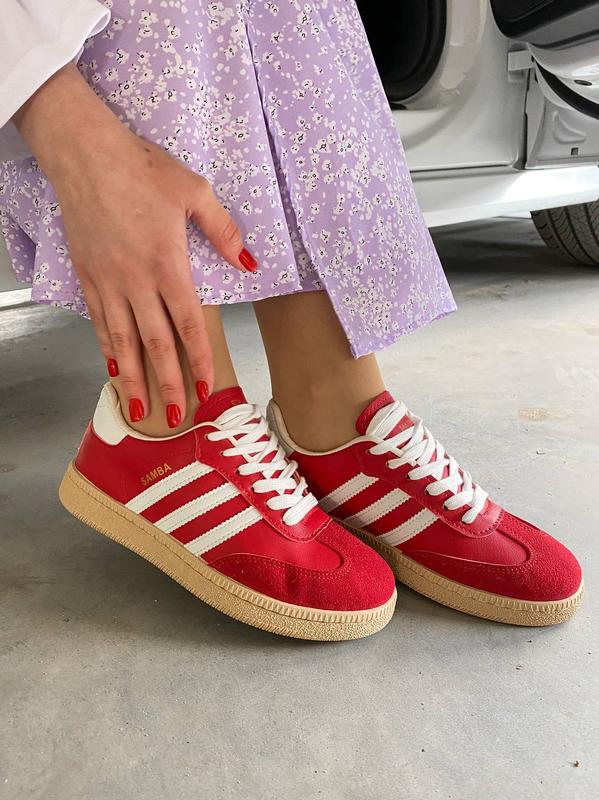 Женские красные кожаные кроссовки adidas samba 🆕 кеды адидас самба ...