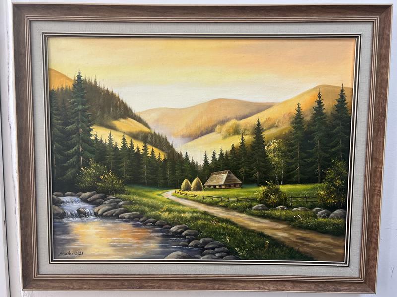 Картина олійними фарбами пейзаж природа річка тиса — ціна 2700 грн у каталозі Картини Купити