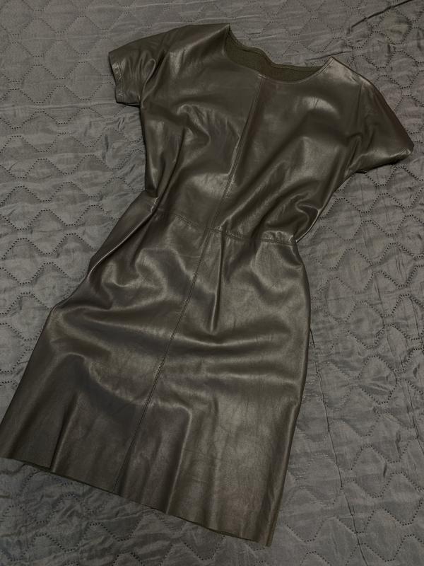 Сіра шкіряна сукня — ціна 180 грн у каталозі Короткі сукні Купити жіночі речі за доступною ціною