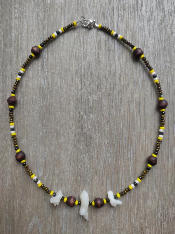 Тренд еко чокер кольє підвіска буси намисто коралі натуральне дерево перламутр чеський