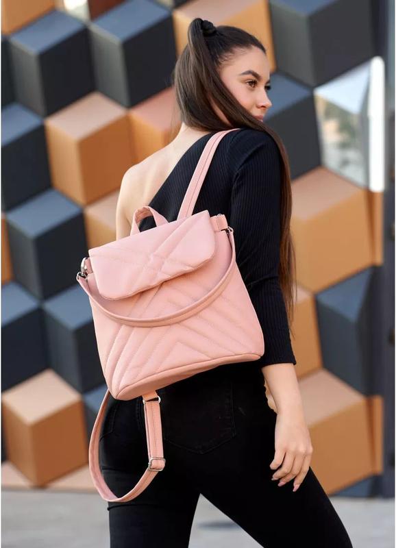 Жіночий рюкзак сумка Sambag Loft стьобаний пудра — ціна 1000 грн у