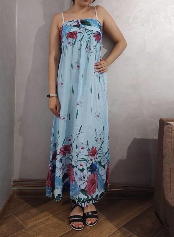 Плаття голубе з квіточками — ціна 250 грн у каталозі Довгі сукні Купити жіночі речі за доступною