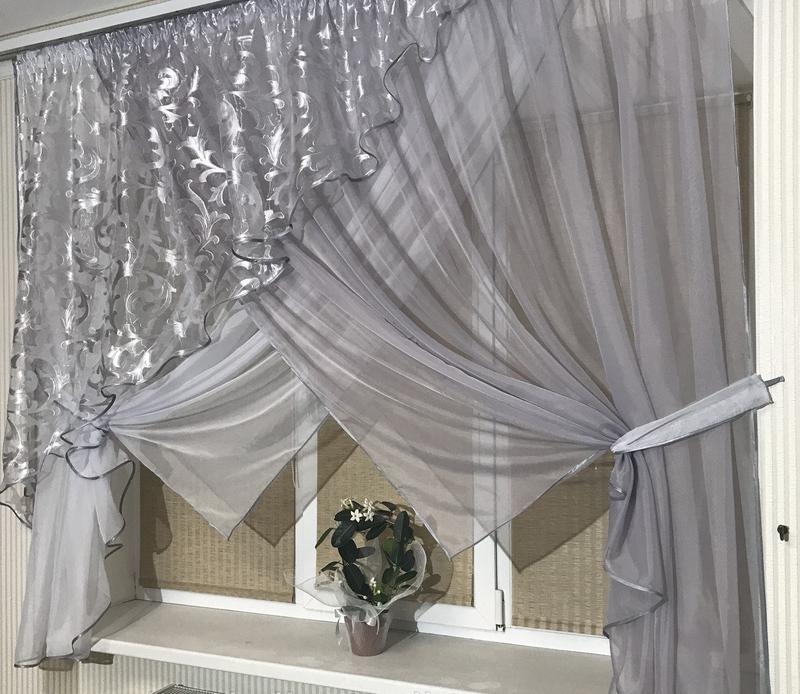 Комплект штор на кухню сакура сірий — ціна 1030 грн у каталозі Штори Купити товари для дому та