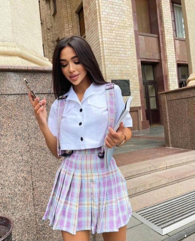 Спідниця школярки на лямках бретелях пояс 33 см довжина 44 см — ціна 220 грн у каталозі Міді