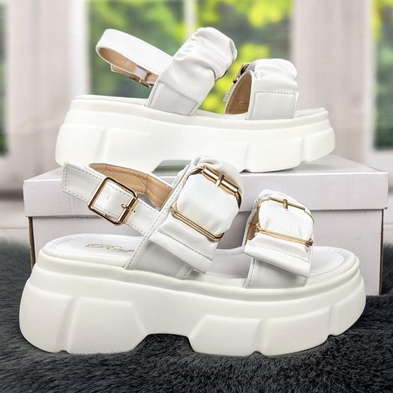 Босоніжки жіночі спортивні білі на високій платформі raffelli 4156 ...