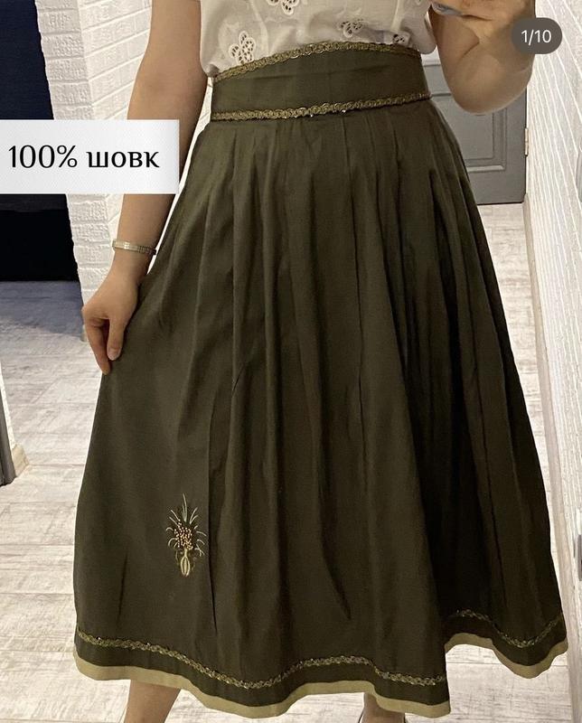 Вінтажна австрійська спідниця з вишивкою шовк Gratz — ціна 2400 грн у каталозі Міді спідниці