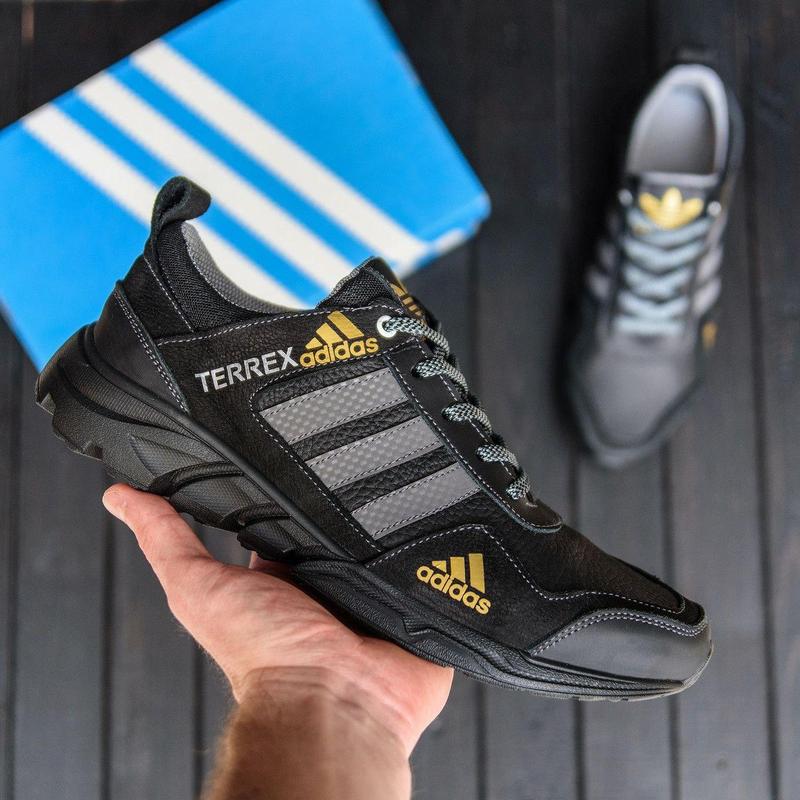Мужские кожаные кроссовки adidas terrex black, мужские демисезонные ...