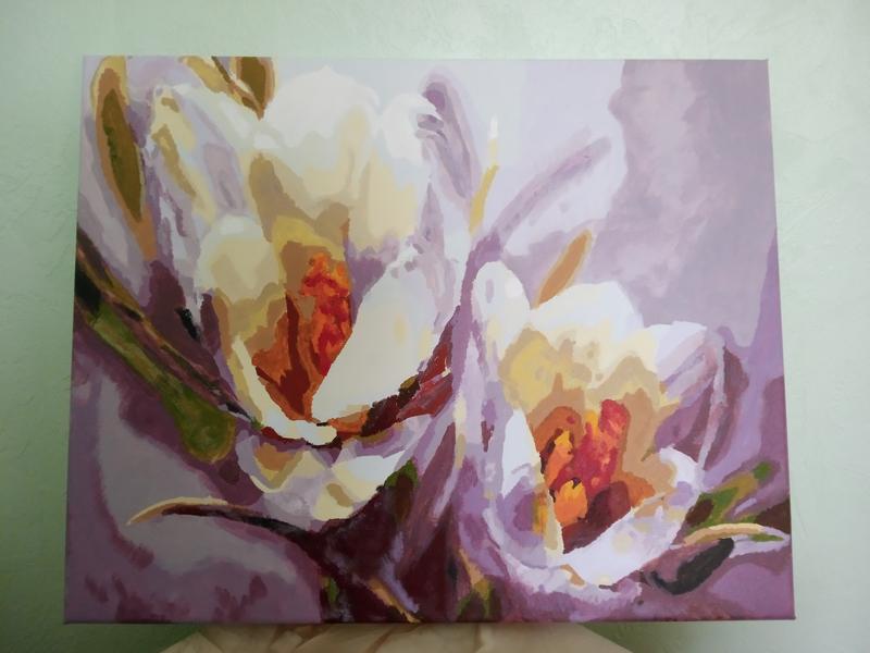 Картина цветы крокусы акрил — цена 450 грн в каталоге Картины Купить товары для дома и быта по