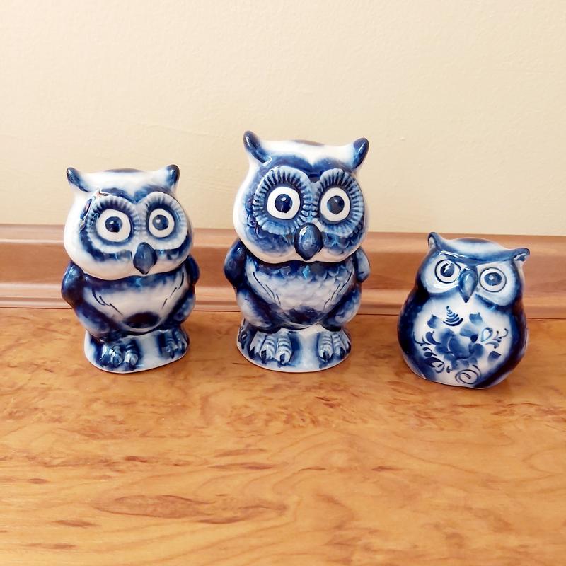 Статуэтка гжель сова керамическая — цена 500 грн в каталоге Статуэтки