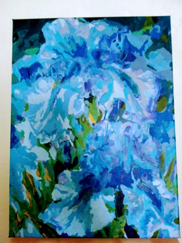 Картина цветы ирисы акрил — цена 200 грн в каталоге Картины Купить товары для дома и быта по