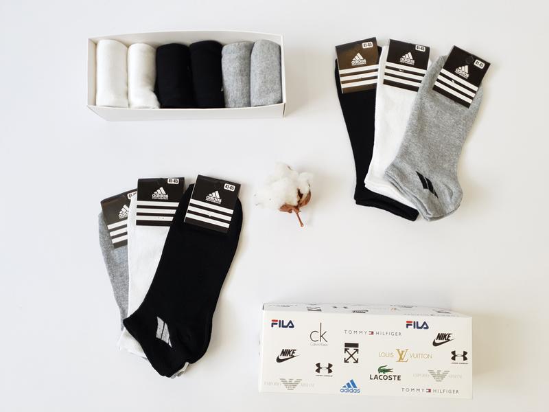 Мужские носки набор 6 пар adidas. подарочные наборы коротких носков ...