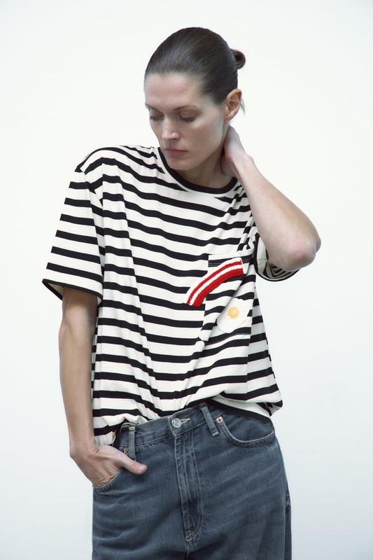 Футболка морячка zara з вишивкою крючком розмір m.l оригінал new ...