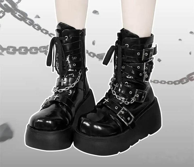 Ботинки готы с цепочками — цена 2000 грн в каталоге Ботинки Купить женские вещи по доступной