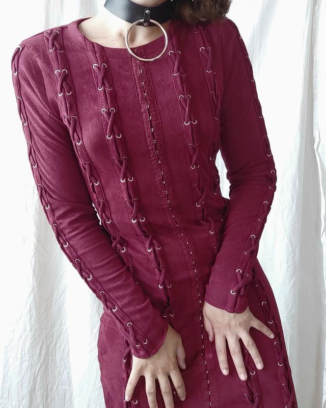 Корсетна оксамитова сукня зі штучною шнурівкою — ціна 350 грн у