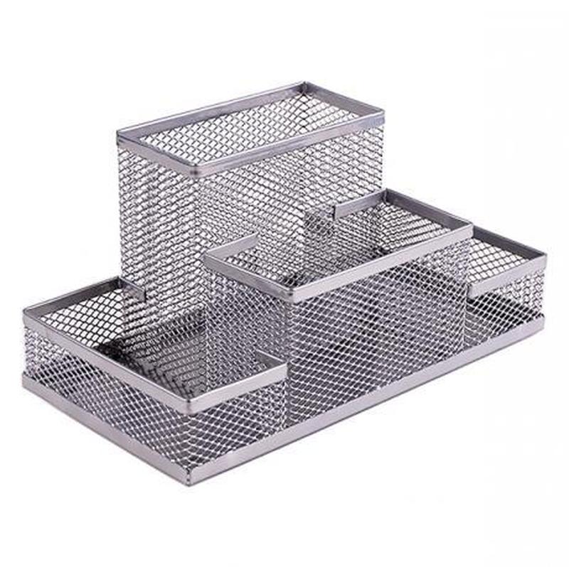 Органайзер настільний металевий сітка 3683 S срібло 4 відд 20х10х10см Knz — ціна 147 грн у
