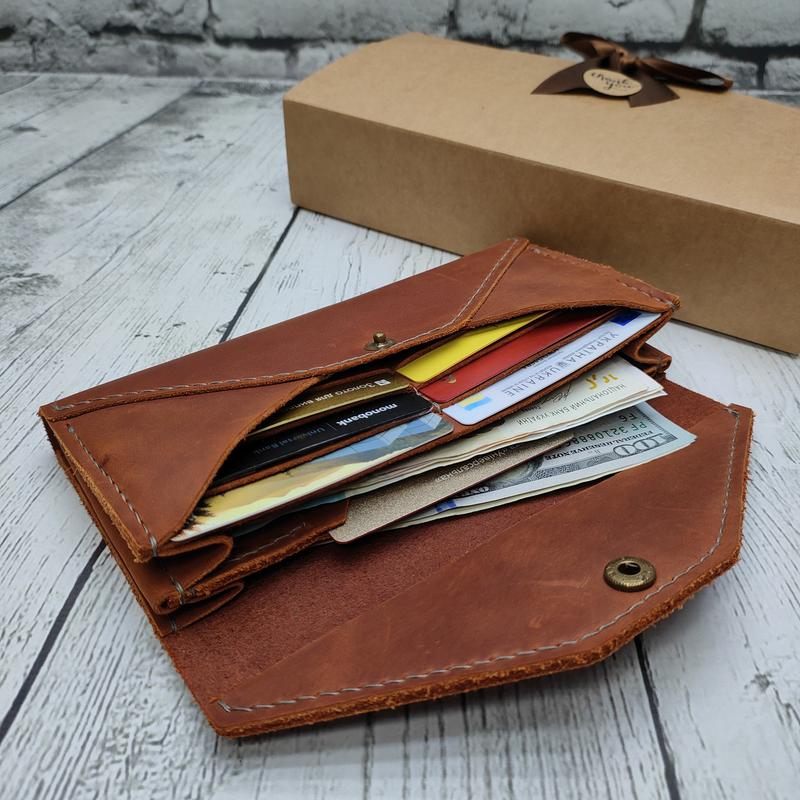 Шкіряне портмоне шкіряний гаманець ручної роботи лонгер тревел гаманець гаманець зі шкіри
