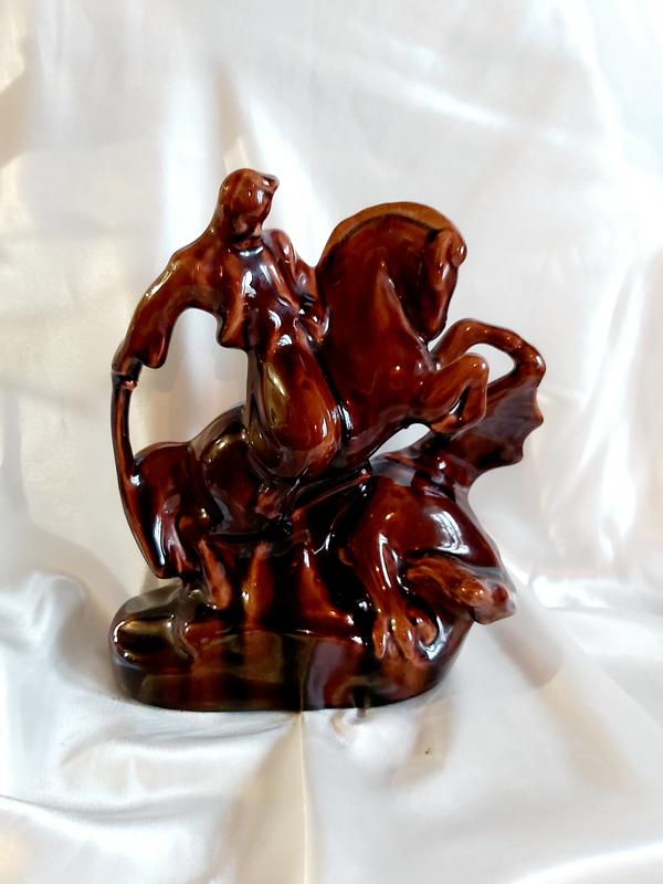 Вінтажна статуетка поливяна майоліка козак на коні — ціна 8500 грн у каталозі Статуетки Купити