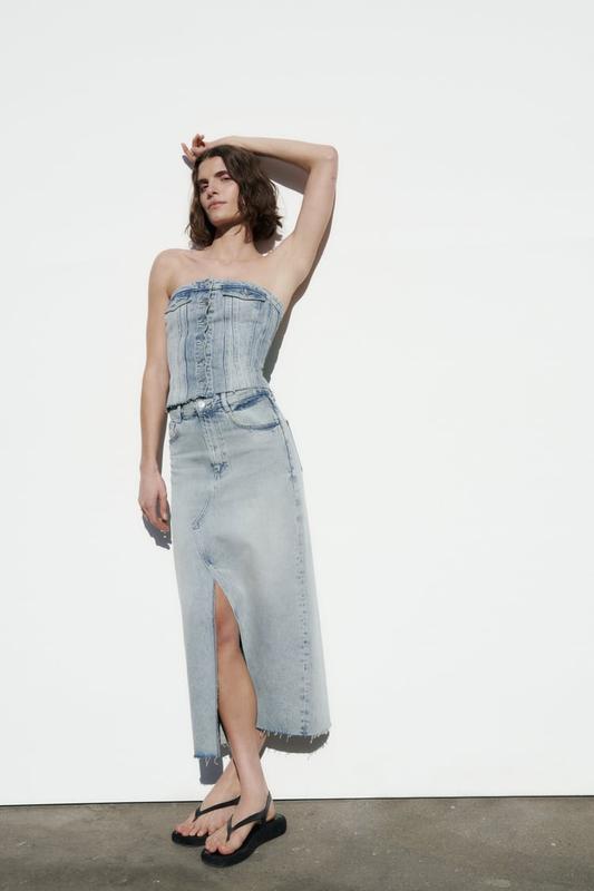 Джинсова спідниця міді Zara — ціна 1450 грн у каталозі Міді спідниці Купити жіночі речі за