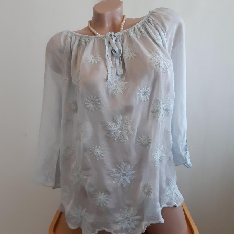 Прозрачная блуза 100 шлк вышивка италия — цена 175 грн в каталоге Блузы Купить женские вещи