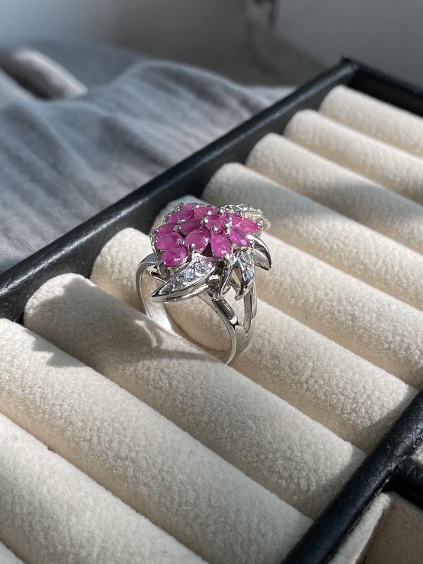 Уцінка срібна каблучка 18 р з натуральним каменем рубін фіаніти — ціна ...