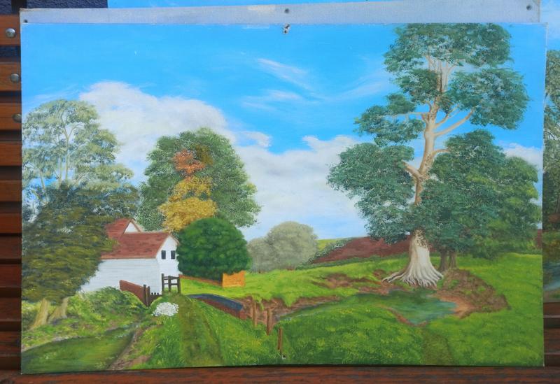 Картина природи з річкою хатиною 60х80 — ціна 5500 грн у каталозі Картини Купити товари для дому