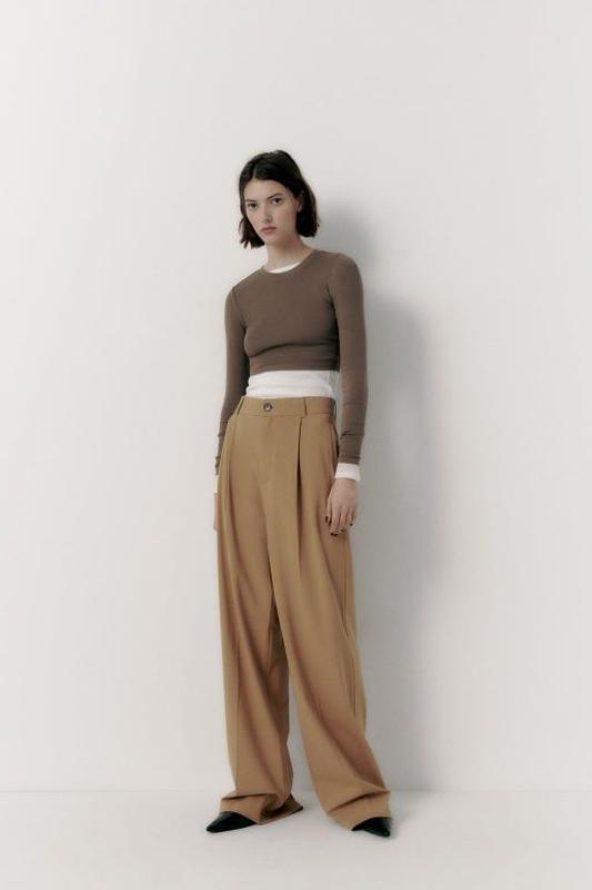 Штани палаццо повної довжини із защипами zara - s - іриска — цена 1150 грн в каталоге Брюки ...