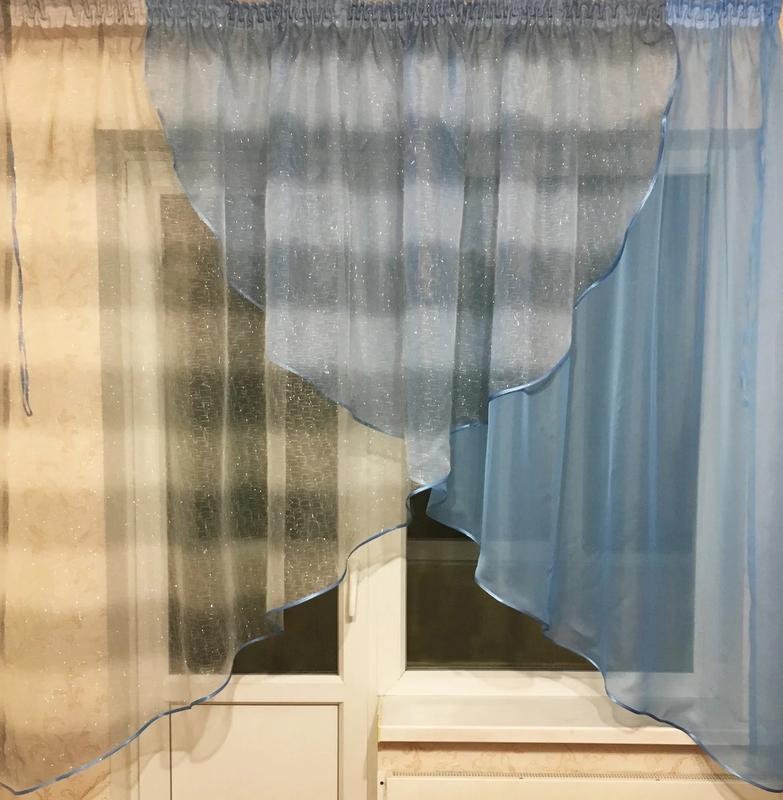 Блакитна тюль на кухню — ціна 800 грн у каталозі Штори і карнизи Купити