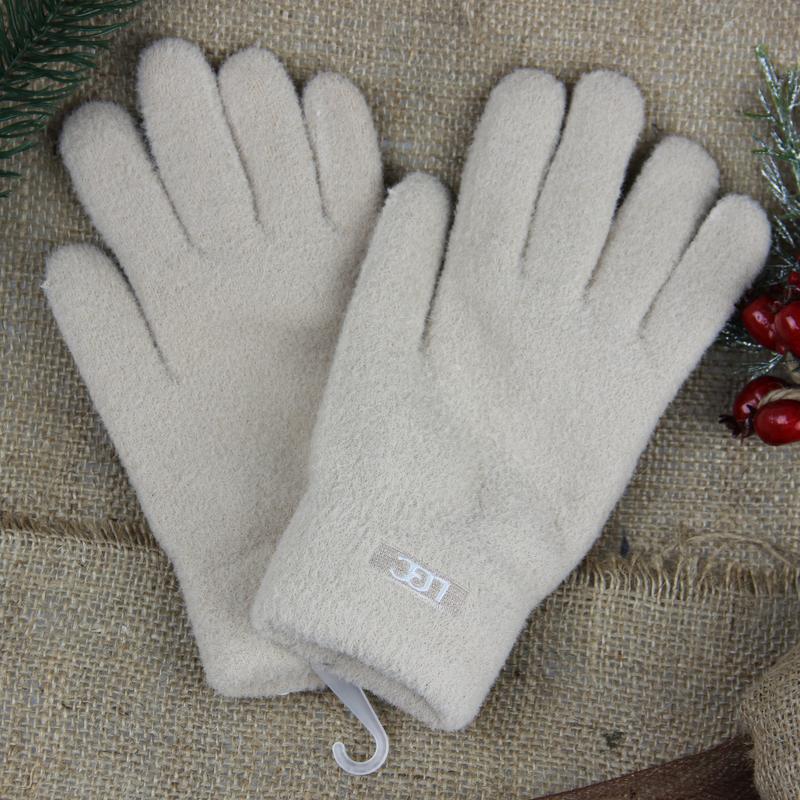 Женские перчатки шерстяные с начесом размер S м осень зима бежевый — цена 250 грн в каталоге