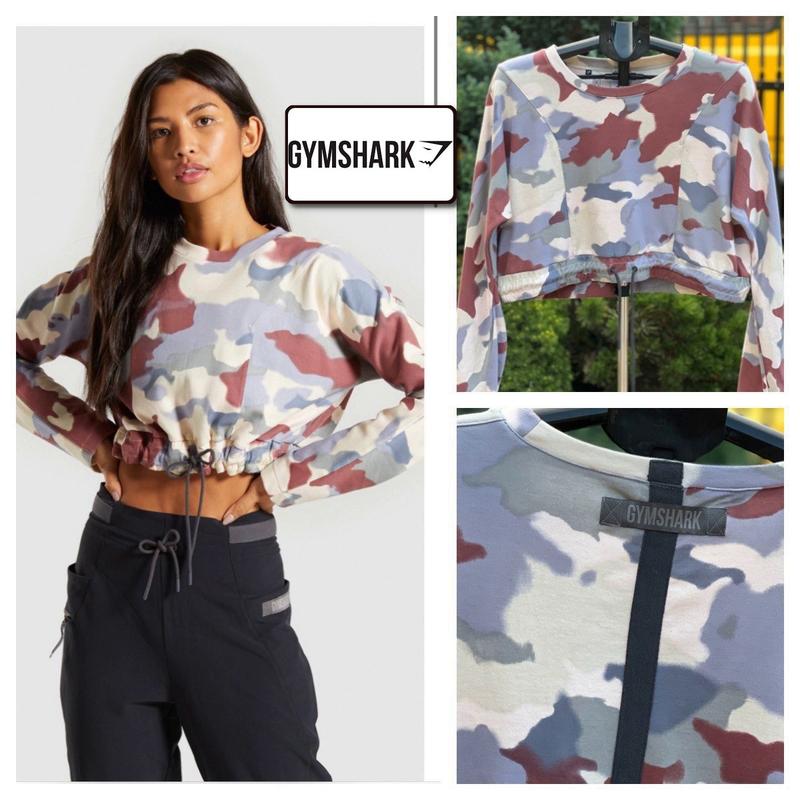 Gymshark оверсайз свитшот худи женское укороченное м — цена 790 грн в каталоге Худи Купить