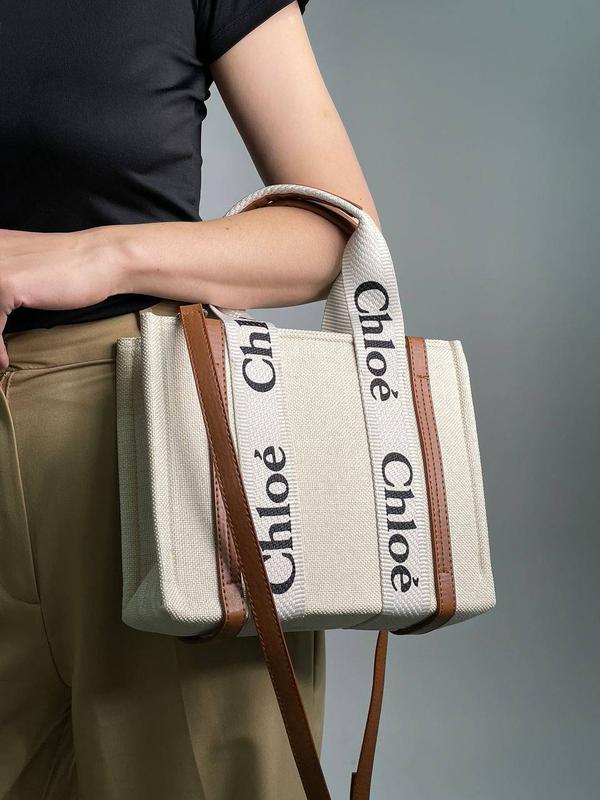 Популярная сумка беж коричневая люкс качетсва текстиль chloé — ціна ...