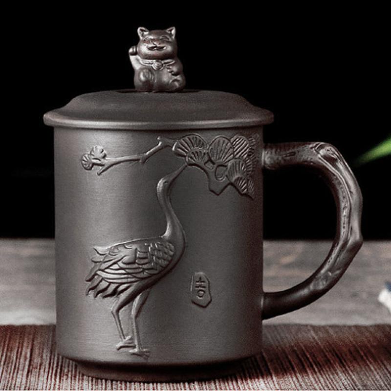 Чашка Lucky Cat чорна 350 мл чашка з глини щасливий кіт — ціна 445 грн у каталозі Чашки Купити