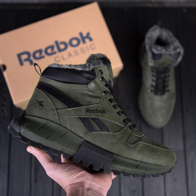 Чоловічі зимові шкіряні черевики reebok, чоловічі теплі зимові черевики ...