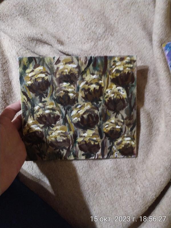 Картина пейзаж осень цветы сухоцветы — цена 400 грн в каталоге Картины Купить товары для дома и