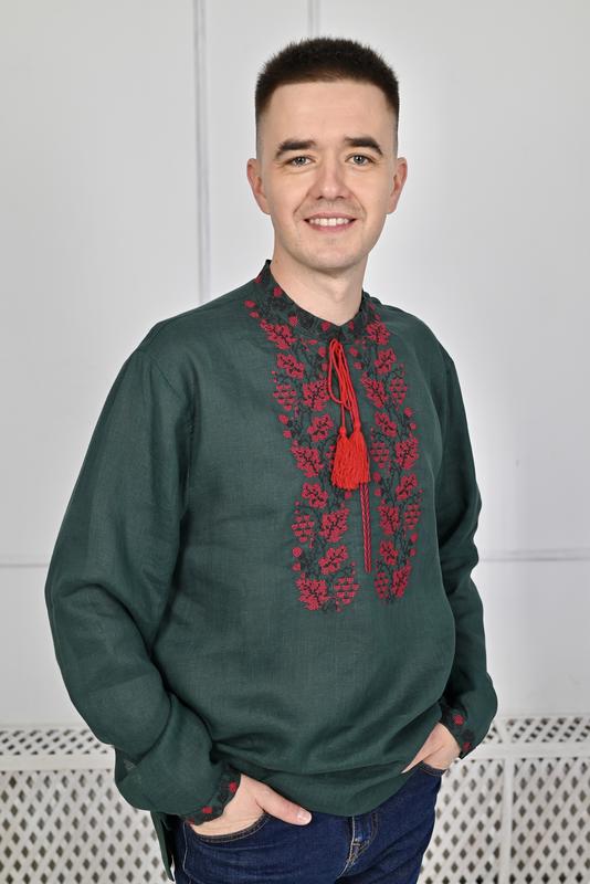 Мужская льняная вышиванка с дубочками — цена 2100 грн в каталоге Вышиванки Купить мужские вещи