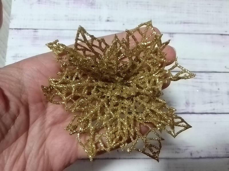 Пуансеттия в глиттере — цена 12 грн в каталоге Искусственные цветы Купить товары для дома и быта