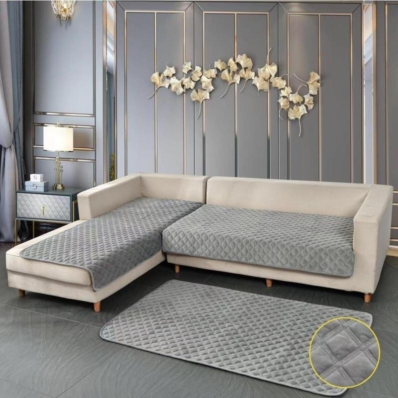 Покривало велюрове дивандек захисний чохол накидка на диван або крісло 3 шт в комплекті сірий