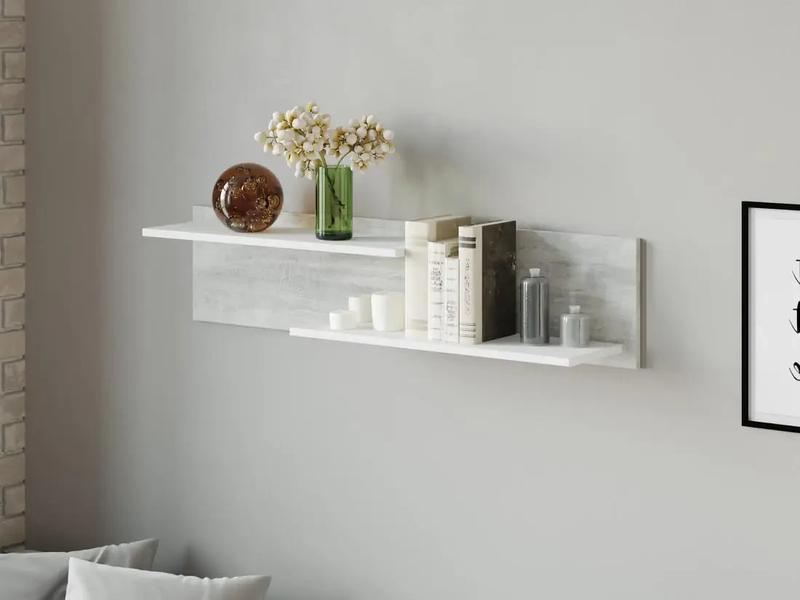 Полиця для книг навісна ш1100xв250xг218 бетон білий — ціна 580 грн у каталозі Полиці Купити