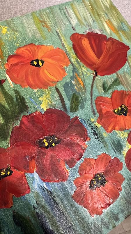 Картина маслом на карте «маки — цена 150 грн в каталоге Картины Купить товары для дома и быта