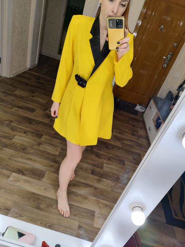 Желтое платье пиджак — ціна 190 грн у каталозі Короткі сукні Купити жіночі речі за доступною